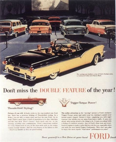 1955 Ford At The Drive In Ad Automobile Advertising American