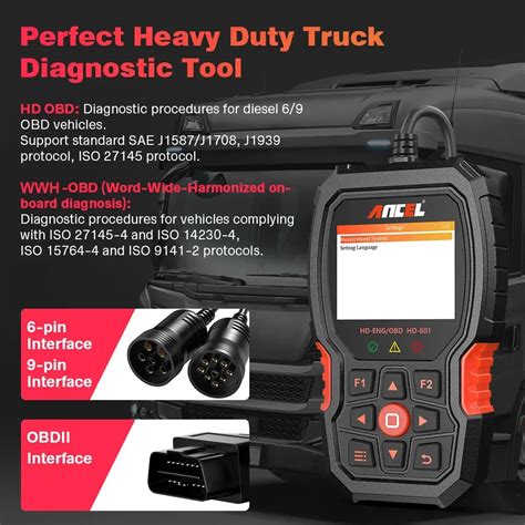 ANCEL HD601 Heavy Duty Truck Tpms Scan Tool With OBD2 Scanner, Engine Code Reader, Reset DPF ...