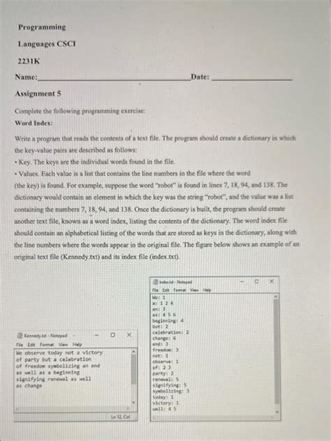 Solved Programming Languages Csci 2231 K Name Date