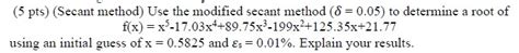 Solved Use the modified secant method δ to determine Chegg
