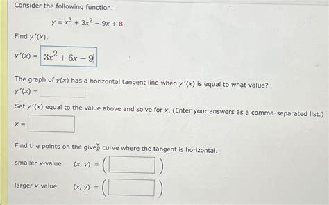 Solved Consider The Following Functionyx33x2 9x8find