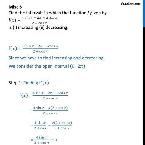 misc 6 find intervals in which f x 4 sin x 2x x cos x