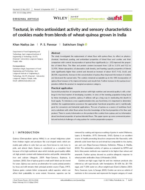 Pdf Textural In Vitro Antioxidant Activity And Sensory