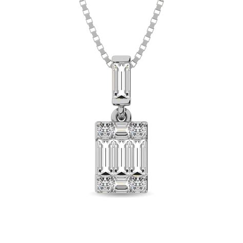 Diamond 16 Cttw Round And Baguette Fashion Pendant In 14k White Gold