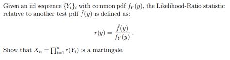 Solved Given An Iid Sequence Yi I With Common Pdf FY Y Chegg Com