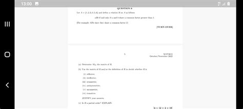 Solved Let A 1 2 3 4 5 6 And Define A Relation R On A As Chegg Com