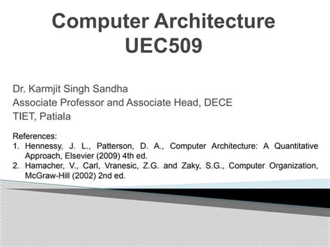 Fundamentals Of Computer Architecture Lecture Notes Ppt