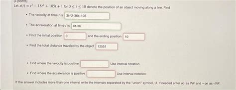 solved let s t t3−18t2 105t 1 for 0≤t≤10 denote the