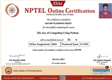 tejeswar reddy gayam on linkedin python nptel