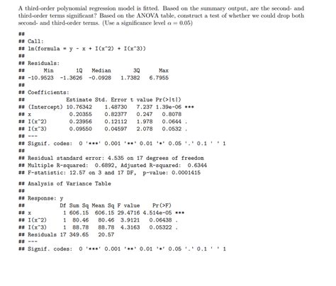 Solved X A Third Order Polynomial Regression Model Is Chegg Com