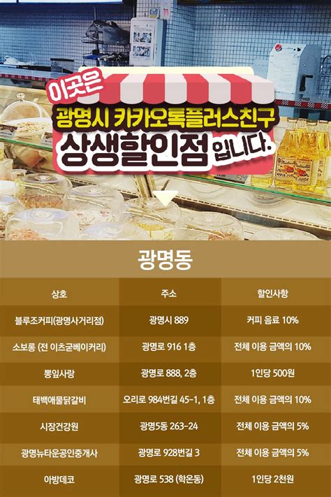 광명시 이 안에 할인쿠폰 있다 💌 광명동 철산동 하안동 소하동 동네별 상생할인점 할인 쿠퐁 모음