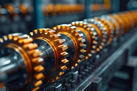 Precision Gears In Efficient Production Line Concept Manufacturing Efficiency Precision Gears