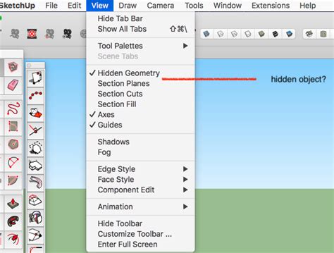 View Hidden Objects This Command Disappear From The Menu View Sketchup Sketchup Community