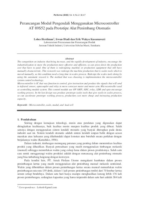 Pdf Perancangan Modul Pengendali Menggunakan Microcontroller At 89s52 Pada Prototipe Alat