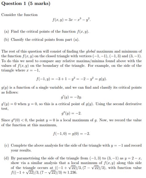 solved question 1 5 marks consider the function f x y