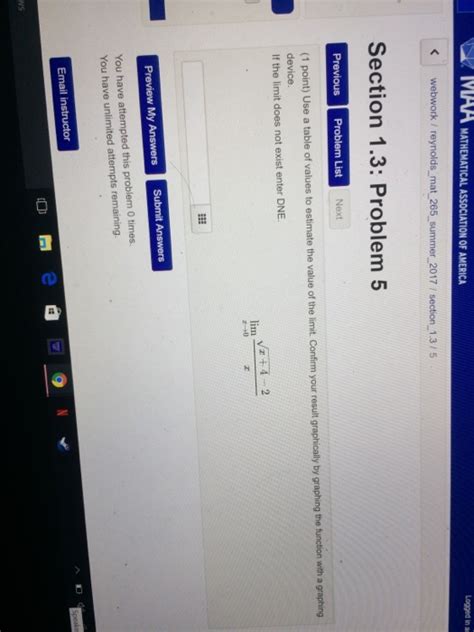 Solved Use A Table Of Values To Estimate The Value Of The