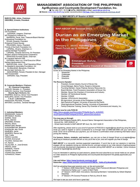 Map Abcdf 4th Session Of 2023 Durian As An Emerging Market In The Philippines By Emmanuel Belviz