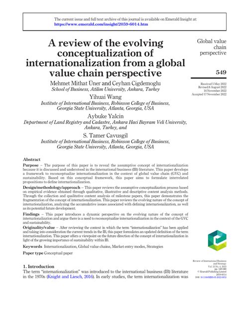 A Review Of The Evolving Conceptualization Of Internationalization From