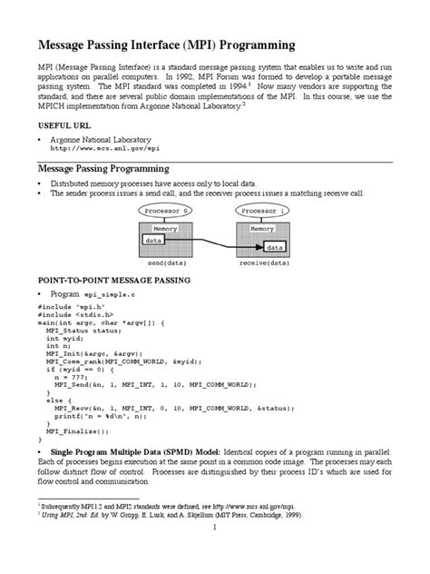 Message Passing Interface Mpi Programming Pdf Message Passing