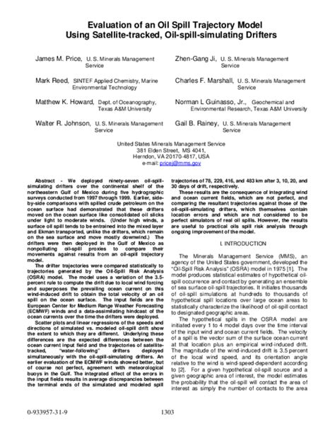Pdf Evaluation Of An Oil Spill Trajectory Model Using Satellite Tracked Oil Spill Simulating
