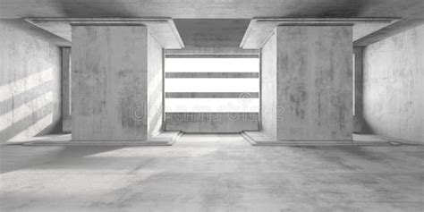 Abstract Geometric Architecture With Concrete Columns And Light Stock