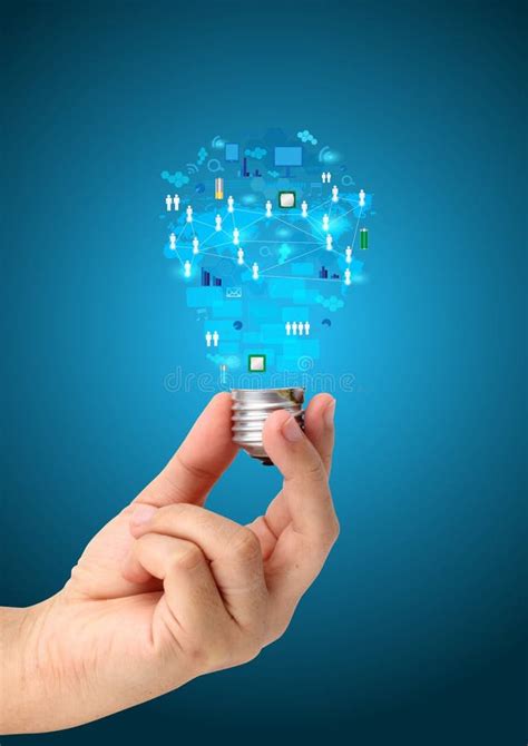 Creative Light Bulb In Hand With Technology Business Network Stock Illustration Illustration