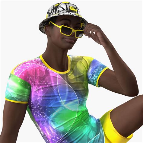 Dark Skin Teenager Beach Style Sitting Pose 3d Model 159 3ds Blend