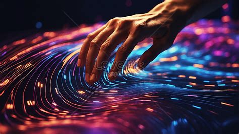 Hand Touching A Spinning Data Flow Data Flow Processing Visualisation