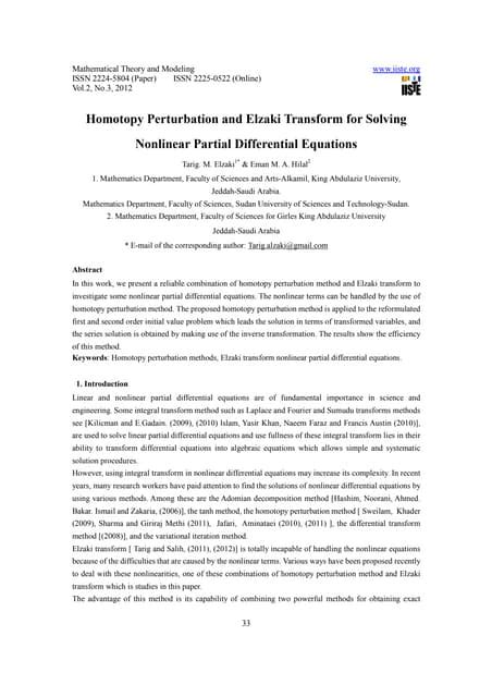 Homotopy Perturbation And Elzaki Transform For Solving Nonlinear