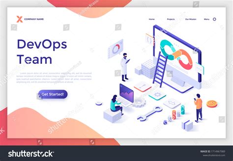 Landing Page Template Team Programmers Working Stock Vector Royalty Free 1714967989 Shutterstock