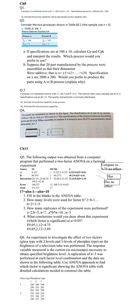 Solved Ch8Q1.A process is in statistical control with | Chegg.com