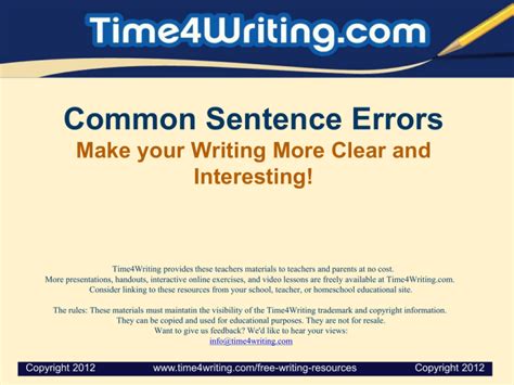 Common Sentence Errors Make Your Writing More
