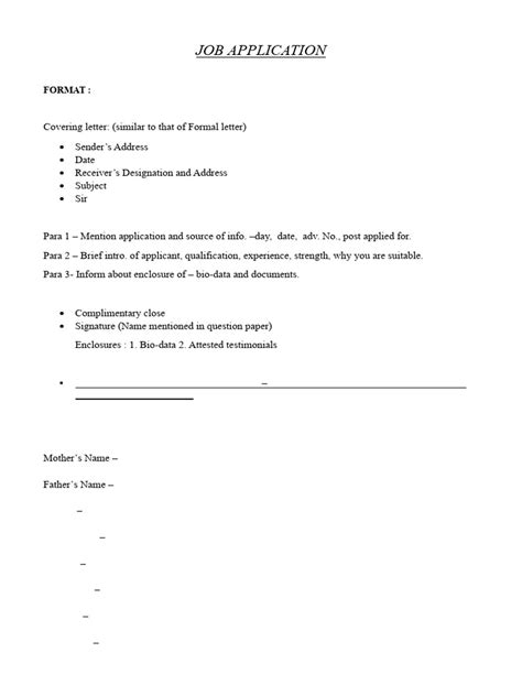 Pdf Of Job Application Class 12 Pdf