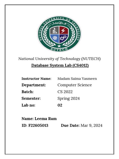 Dbms Lab 02 Pdf Computers