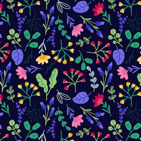 봄을 위한 플랫 플로럴 패턴 디자인 무료 벡터