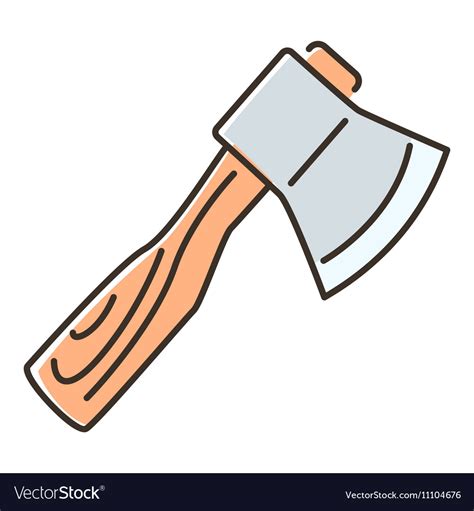 Axe With Wooden Handle Icon Flat Style Royalty Free Vector