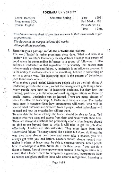 Pu Bca 1st Sem English Question Paper Mero Enotes