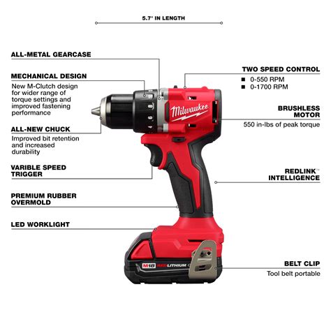 Milwaukee M18 Compact Brushless 12″ Drilldriver Kit Rescue