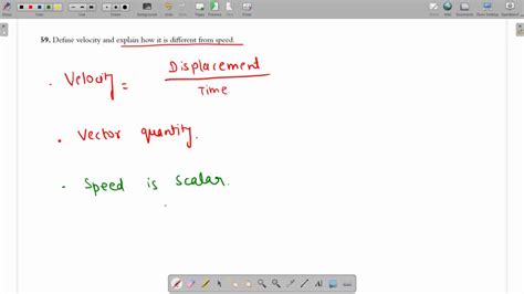 SOLVED Define Velocity And Explain How It Is Different From Speed