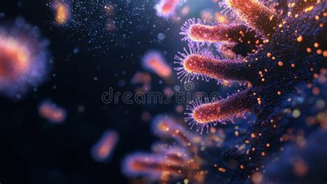 Close Up View Of A Biological Cell Structure Showcasing Multiple