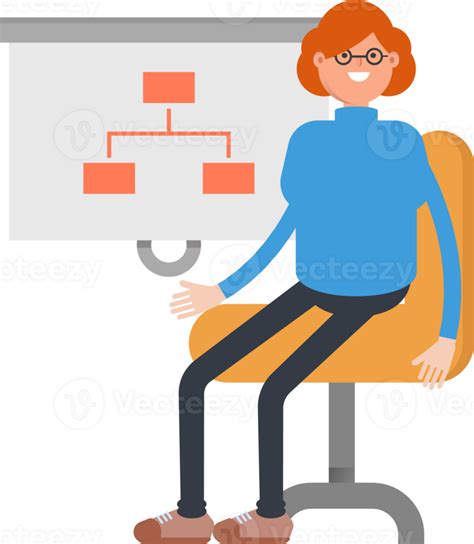Woman Character Presenting Organization Chart 57915016 Png
