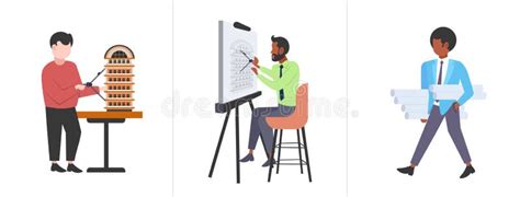 Set Architects Engineers Drafting New Building City Model Urban Panning Project Concepts