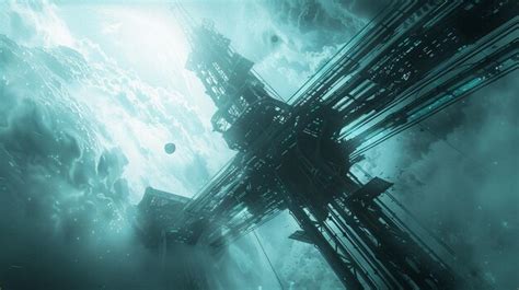 Modern Futuristic Space Elevator Concept Illustration Premium Ai Generated Image