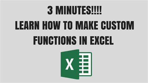 Develop Your Own Functions In Excel Good For Beginners Youtube