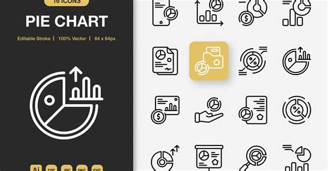 Pie Chart Outline Icons Icons Ft Pie And Icon Envato