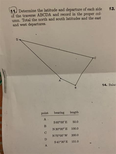 Solved 13 11 Determine The Latitude And Departure Of Each