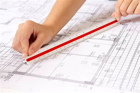 Scale Ruler On Blueprints Tool Print Drafting Photo Background And