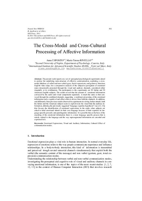 Pdf The Cross Modal And Cross Cultural Processing Of Affective
