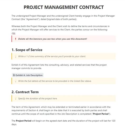 Project Management Services Contract Template For Confluence Template By Clickup™