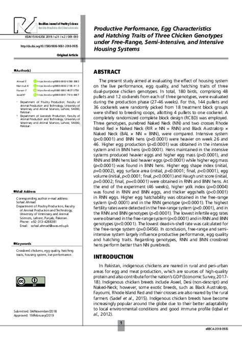 Pdf Productive Performance Egg Characteristics And Hatching Traits